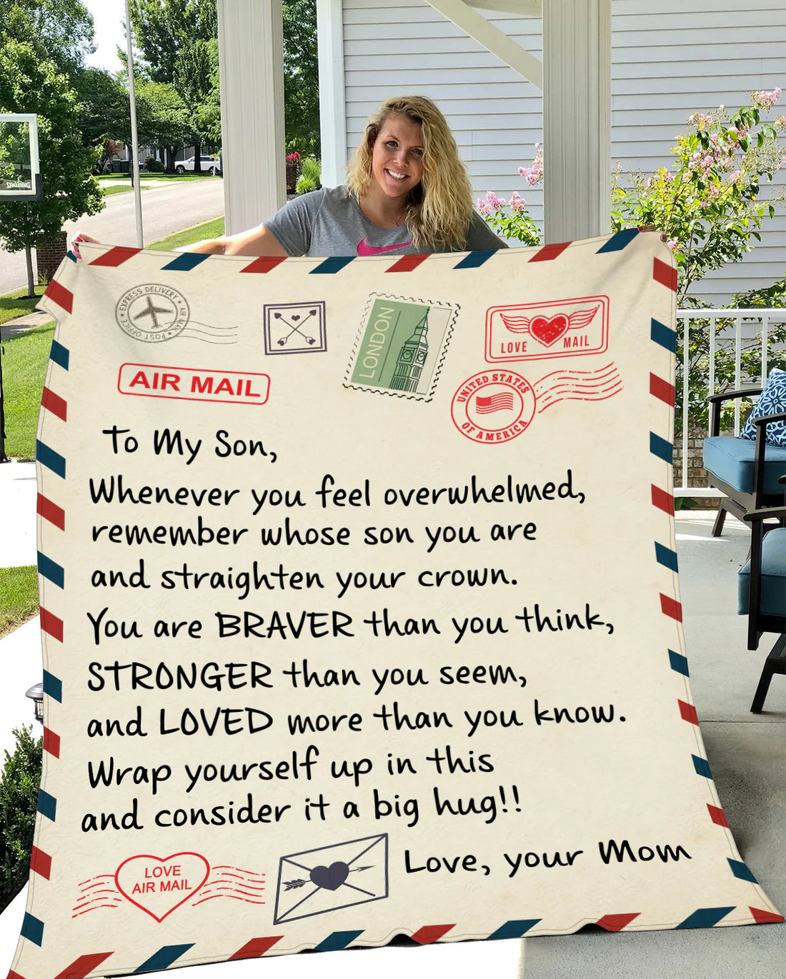 [SELLING FAST] TO MY SON COZY PLUSH POSTCARD BLANKET FROM MOM-CREAM ...